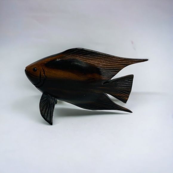 Unbranded | Accents | Hand Carved Wood Fish Figure Figurine Sculpture ...